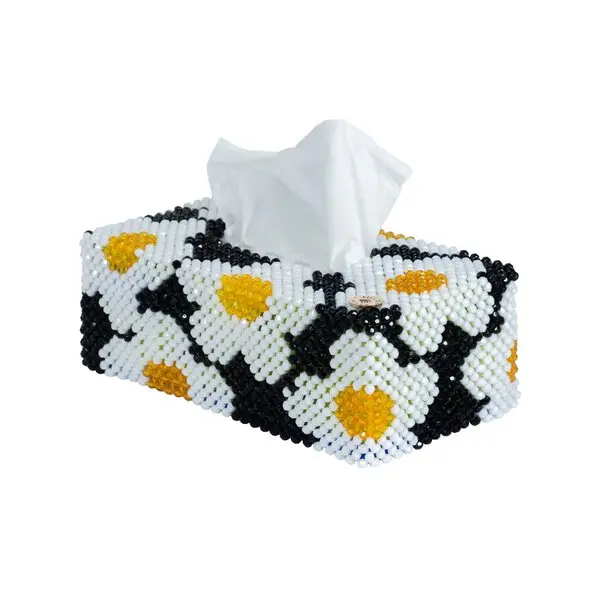 TILLIE BEADS Daisy Bead Tissue Box - Black