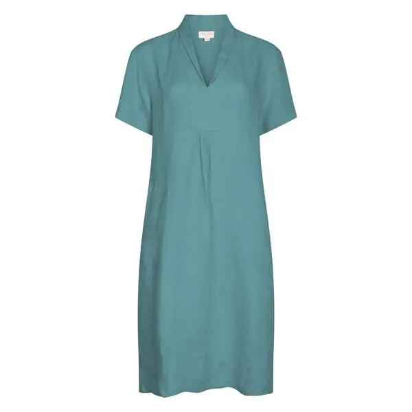 NOLOGO-CHIC Elodie Short Sleeve Midi Dress Linen Dusky - Blue