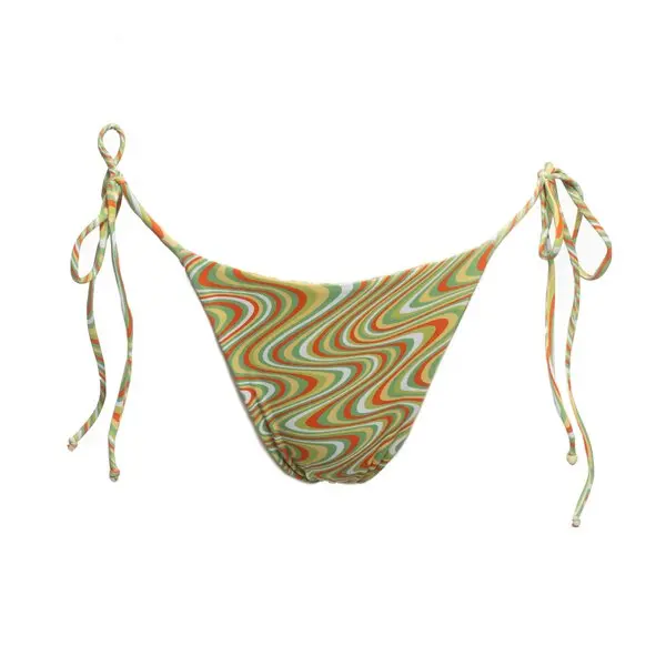 PATTI JANE SWIM Heather's Groovy Tie-up Cheeky Bikini Bottoms - Green