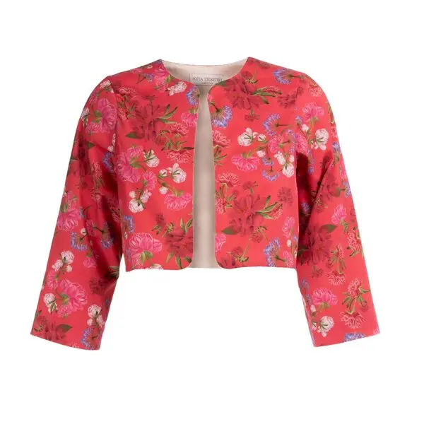 SOFIA TSERETELI Garnet Bolero Jacket Floral - Red