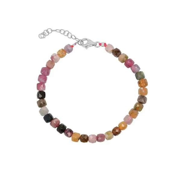 SPERO LONDON Fine Large Multicolor Tourmaline Sterling Silver Bracelet - Gray