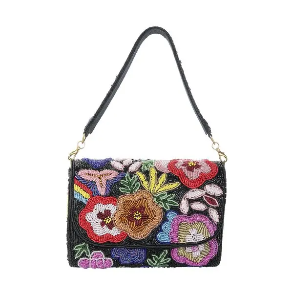 PODE Frida Multicolour Beaded Statet Bag - Black