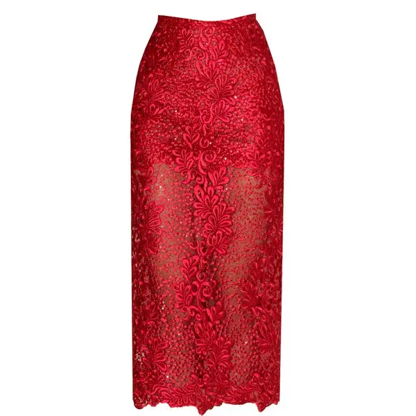 ANGELIKA JOZEFCZYK Orchidea Lace Skirt - Red