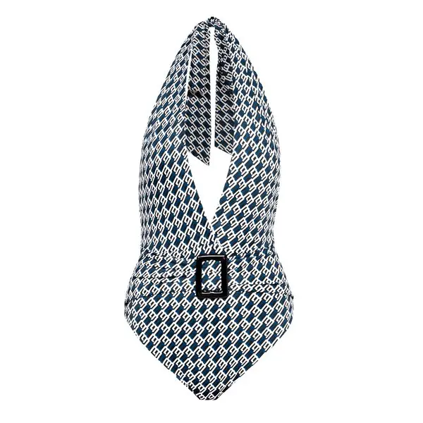 KIKKI-G SWIMWEAR Blue / White Nada Swimsuit Kg Logo Print - Blue/white