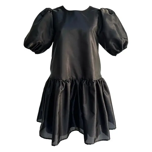 BLAISE LONDON The Blaise Mini Dress With Puff Sleeves Pitch - Black