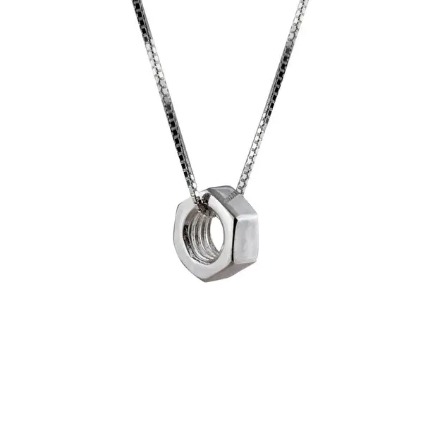 EDGE ONLY Hex Nut Pendant Long Sterling - Silver