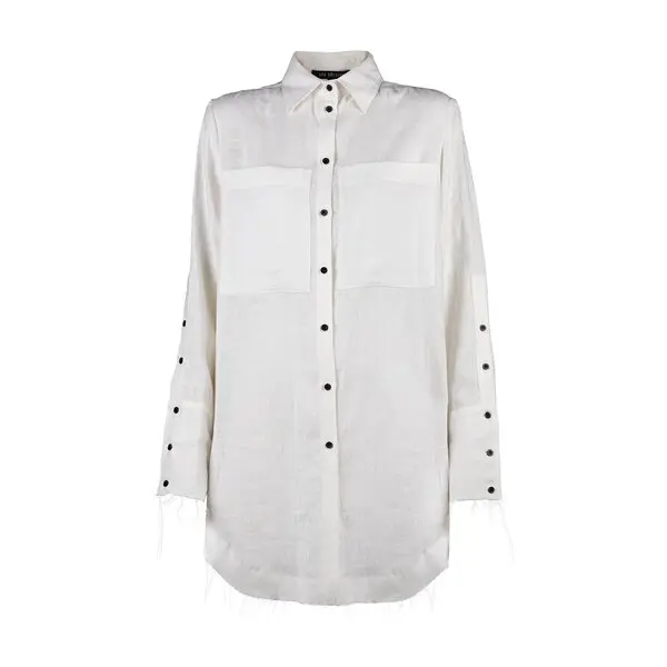 UNA BERZINA Off- Linen Oversized Shirt - White