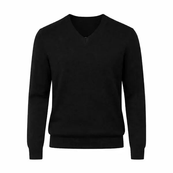 NUVV COLLECTION V-neck Merino Wool Sweater – Italian Yarn - Black