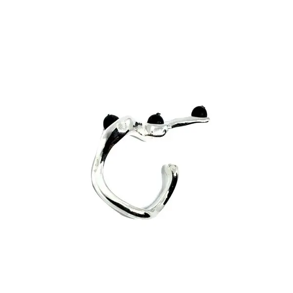 TG-JEWELLERY BY TAMARA GERVASIO Silver / Black Snake Satin Onyx Beads Silver Ring Adjustable - Silver/black