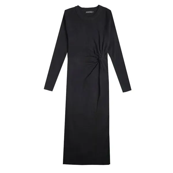 RAVE ON TREND Knot Detail Knitted Maxi Dress - Black