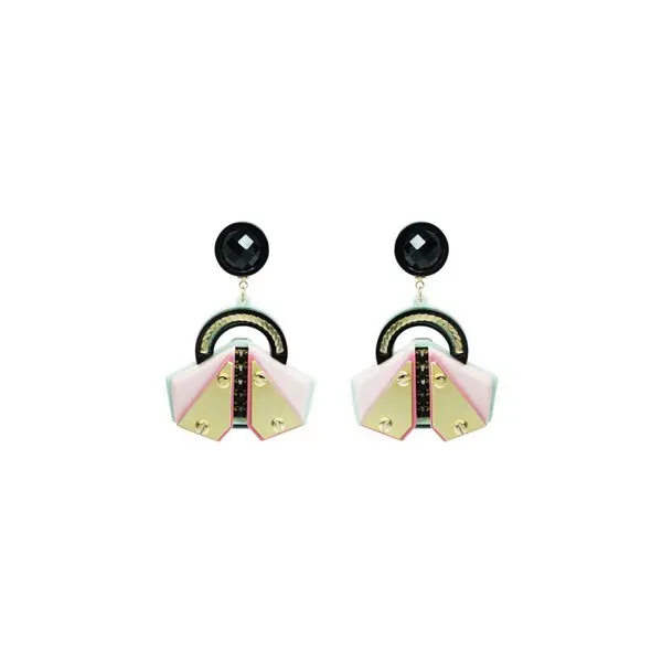 GISSA BICALHO Green / Black Acrylic Handmade Earring Papaloti / Green - Green/black