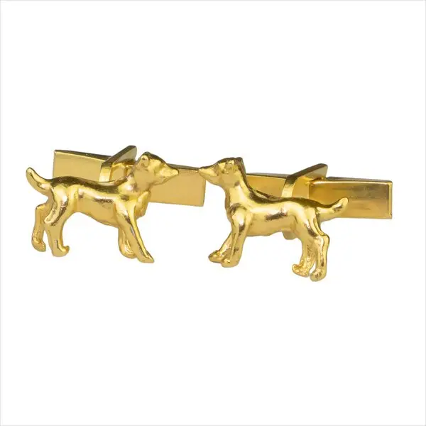 SIMON KEMP JEWELLERS Jack Russell Cufflinks Eighteen Carat On Sterling Recycled Silver - Gold