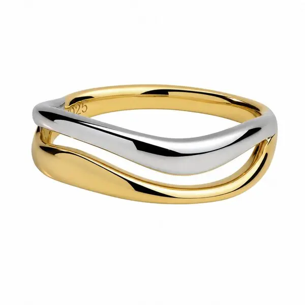 BELINDA JEWELZ Silver / Gold Wavy Cutout Mixed Metal Ring - Silver/gold