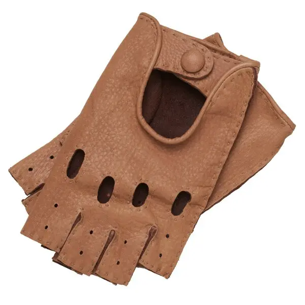 1861 GLOVE MANUFACTORY Rome Spring Deerskin Fingerless Driving Gloves In Coco - Brown