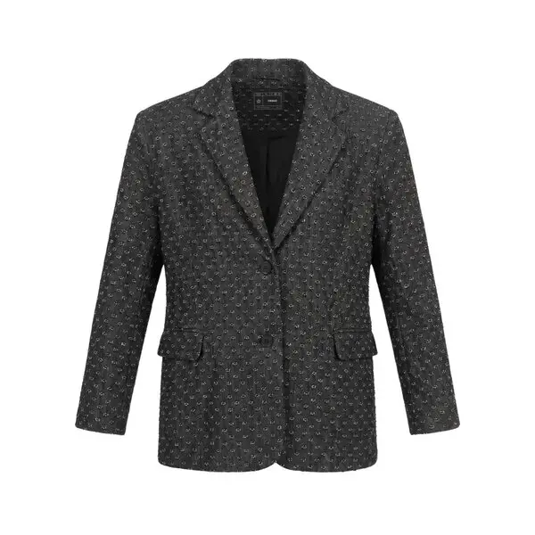 VIRAGO Kali Distressed Denim Blazer With Lining - Black