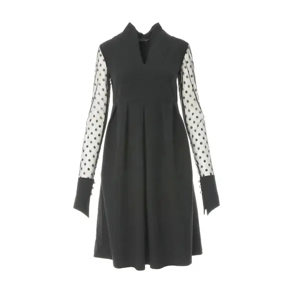LARISA DRAGNA Dress With Waist Pleats And Kimono Collar Mellisa - Black