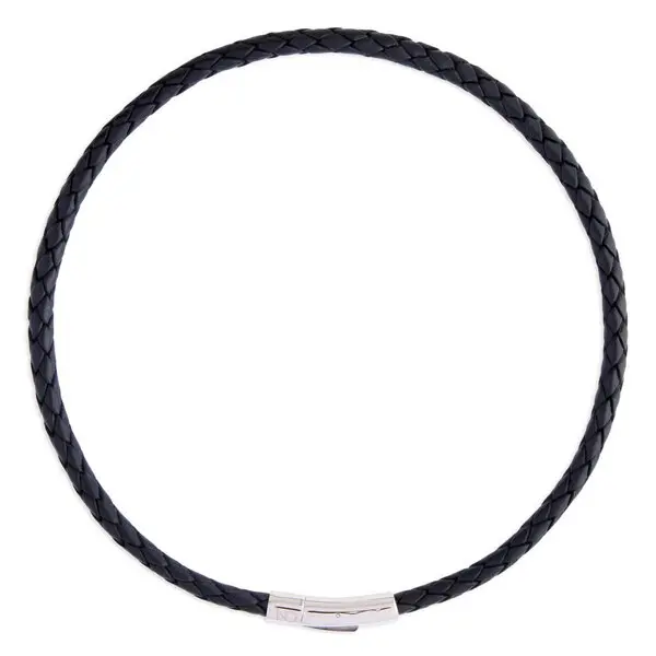 N'DAMUS LONDON Holborn Leather Braided Necklace - Black