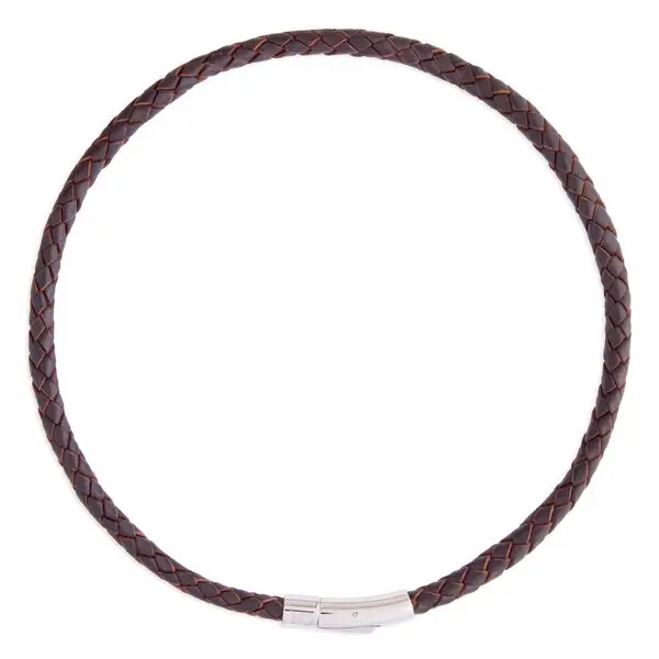 N'DAMUS LONDON Holborn Leather Braided Necklace - Brown