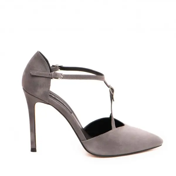 THE 5TH ELEMENT Freya T-strap Pumps In Suede - Grey