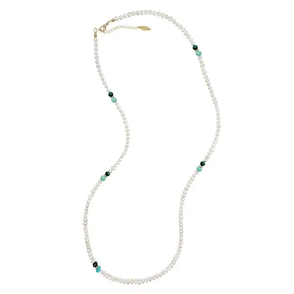 FARRA Versatile Freshwater Pearls With Gemstone Long Necklace