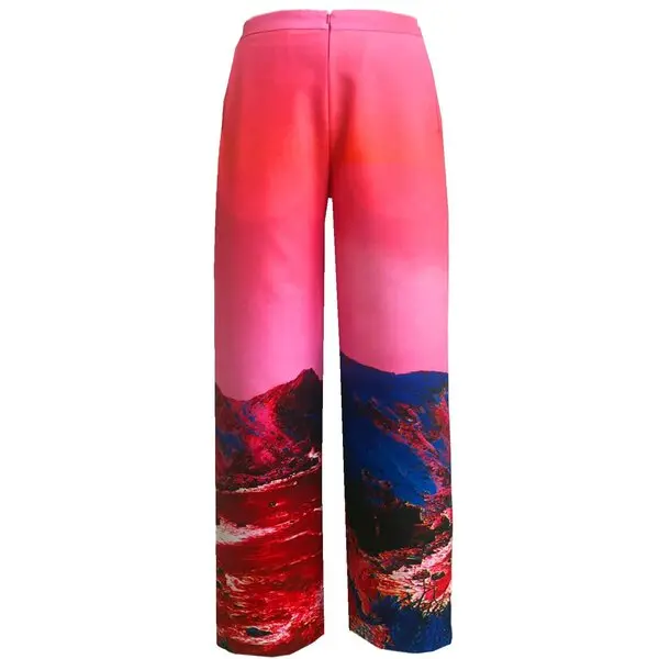 MAXJENNY Red / Blue / Pink Wide Slouchy Pants Red Blue Landscape - Red/blue/pink