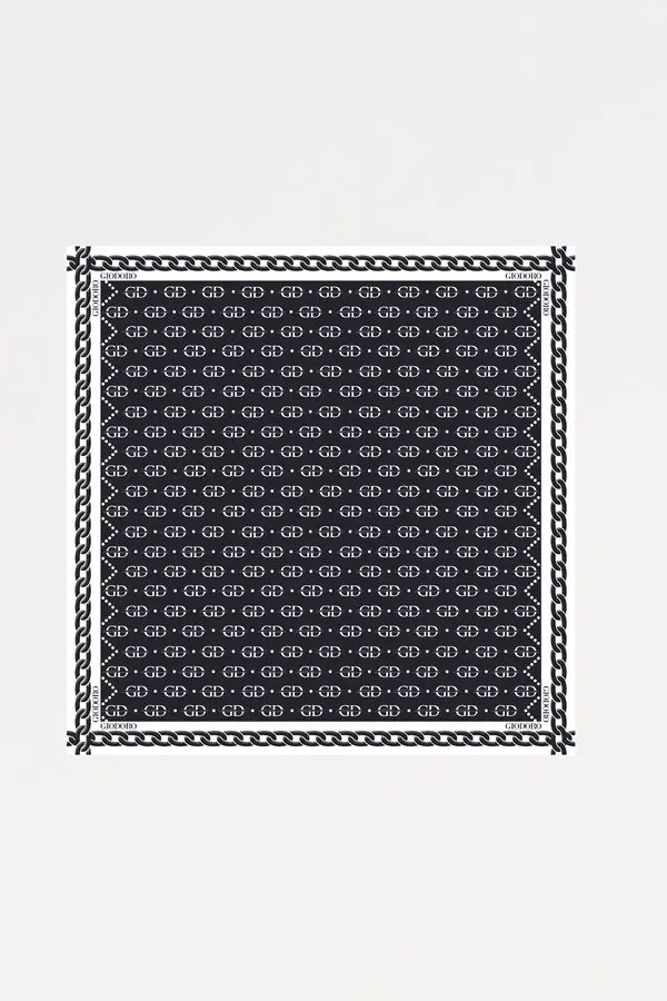 GIODORO Black / White Gd Print Silk Scarf - Black/white