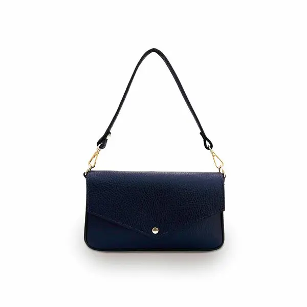 APATCHY LONDON The Munro Navy Leather Shoulder Bag - Blue