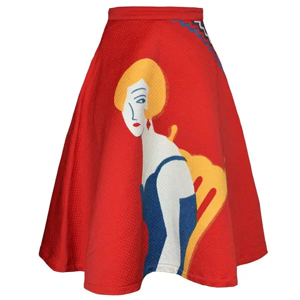 MY PAIR OF JEANS Blue / Red Olga Round Skirt - Blue/red
