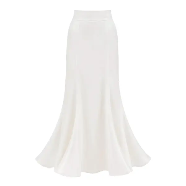 JULIA ALLERT High Waist Double-sided Satin Maxi Skirt – Ivory