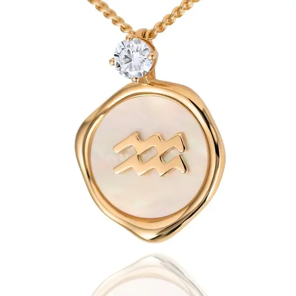 HINCH & LIU Aquarius Zodiac Necklace Diamond Necklace In Vermeil - Gold