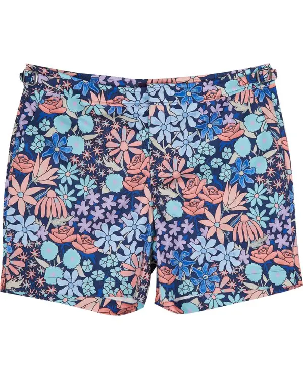 LORDS OF HARLECH Pool Rough Floral Swim Short Navy - Blue
