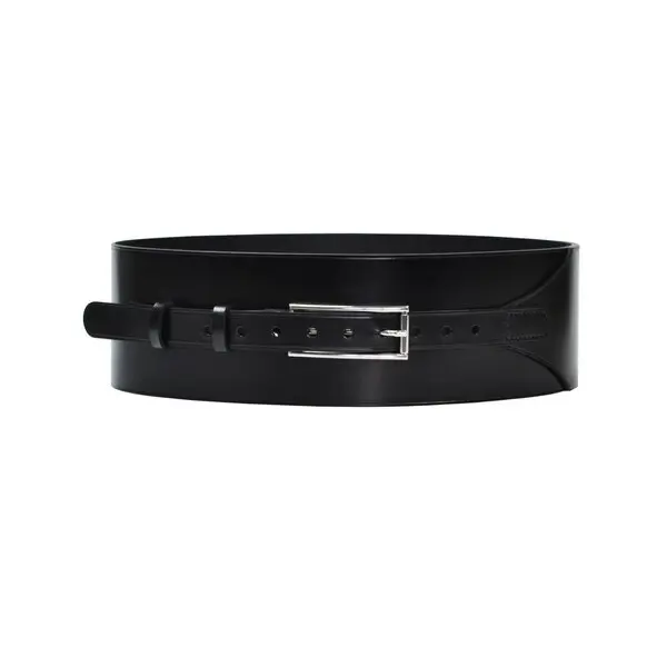HAUTE CUIR Beatrix Wide Leather Belt - Black