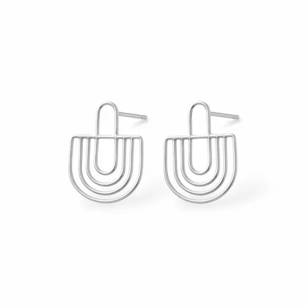ORIAKU STUDIO Nalo Earrings Geometric Design Handcrafted In Senegal West Africa - Silver