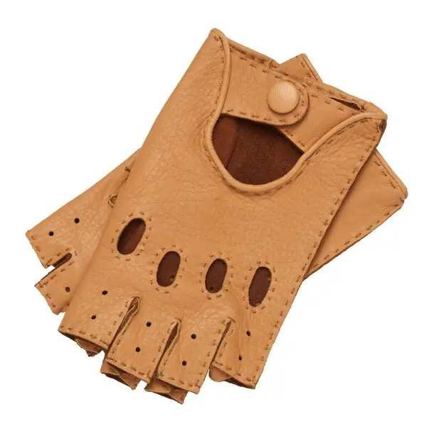 1861 GLOVE MANUFACTORY Rome Spring Deerskin Fingerless Driving Gloves In Natural - Brown
