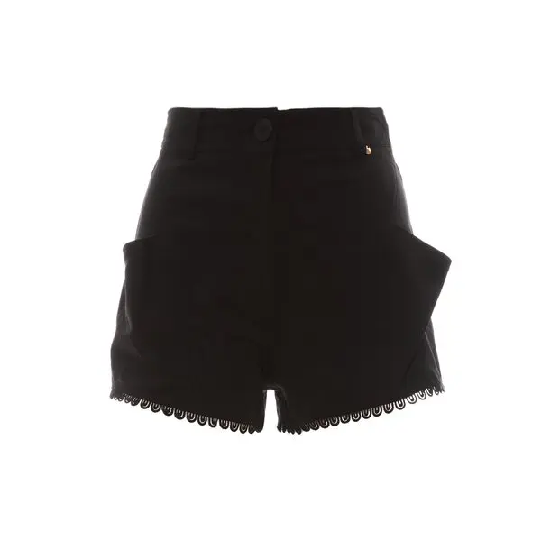 NISSA High Waisted Cotton Shorts - Black