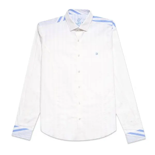 EIGHT X Blue / White Skyline Stripes Button Up Shirt - Blue/white