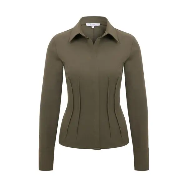 MAAN ISTANBUL Concealed Button Up Shirt Khaki Pera - Green