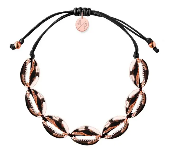 ADRIANA PAPPAS DESIGNS Mini Shells Bracelet Rose Gold - Black