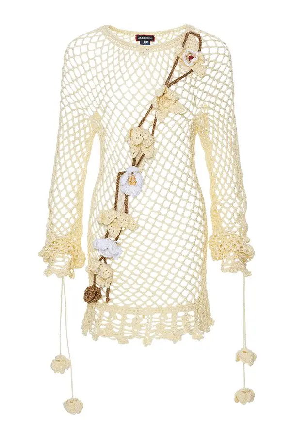 ANDREEVA Vanilla Multicolor Handmade Crochet Top-dres - Yellow