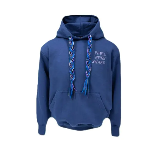 WHILE WE'RE AWAKE Braid On Braid Dark Hoodie - Blue