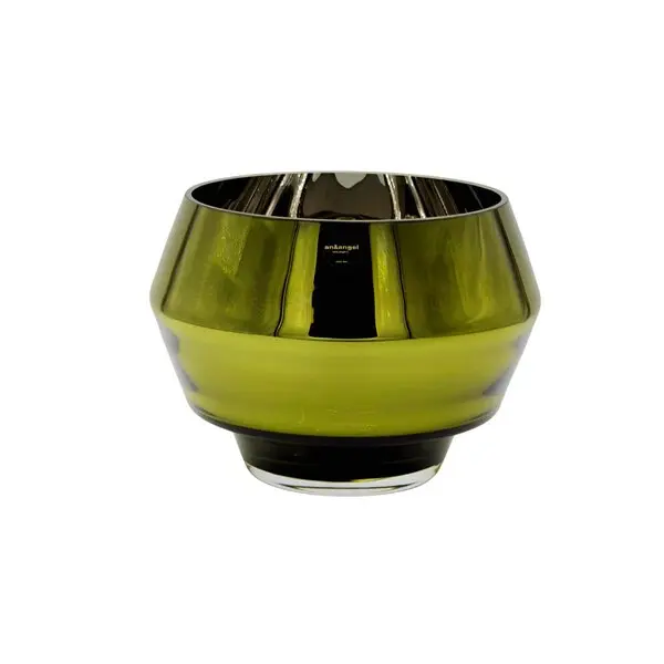 An&Angel Green / Silver Cube Deco Olive Green Bowl - Green/silver