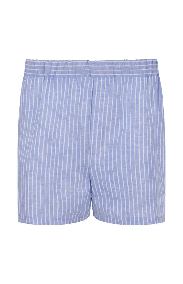 GUNDA HAFNER LTD Striped Cotton Linen Blend Shorts