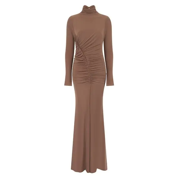 CELESTINE & MAE Silene Maxi Dress In Woodsmoke Tan - Brown