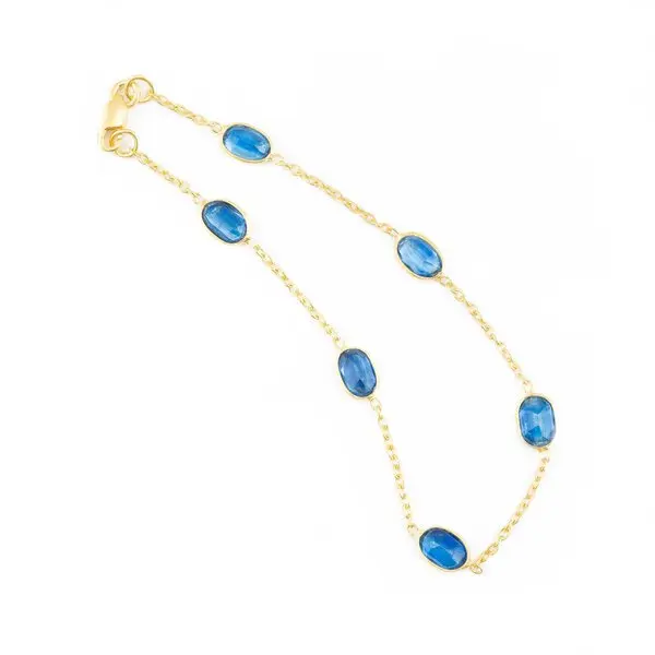 OPIUM JEWELS Gold / Blue Chain Bracelet With Blue Sapphire - Gold/blue