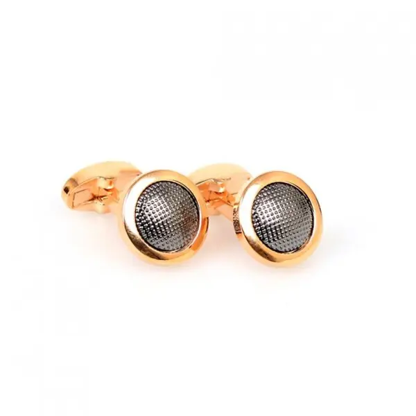 DAVID WEJ Circle With Gunmetal Cufflink – Gold Gunmetal - Yellow