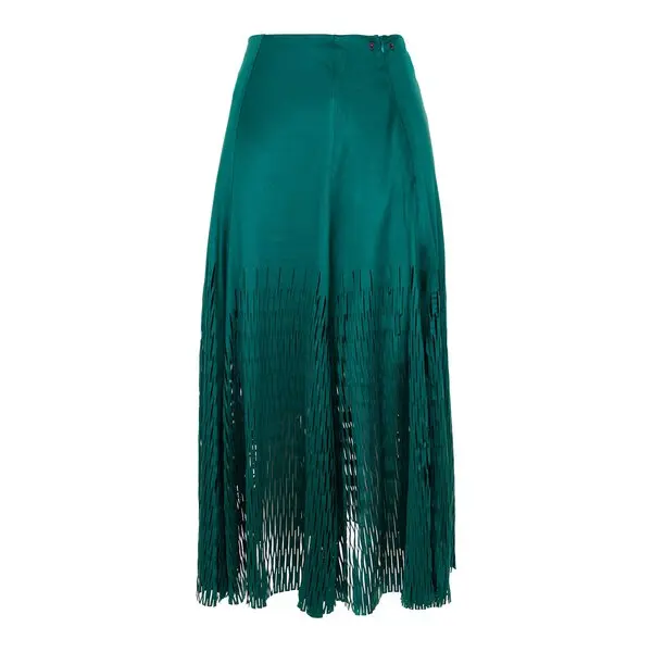 SILVIA SERBAN Midi Laser Cut Paneled Skirt