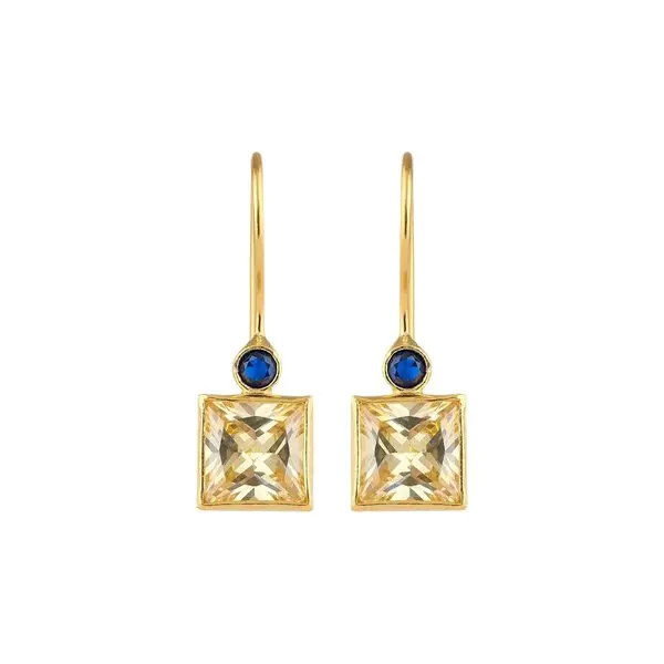FIRERA ATELIER Yellow / Blue Yellow & Navy Zirconium Charm Earring - Yellow/blue