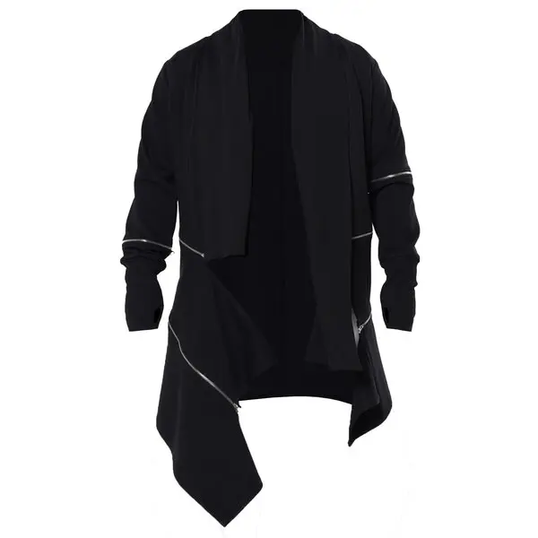 METAMORPHOZA S Asymmetric Cardigan With Zipper Accents - Black