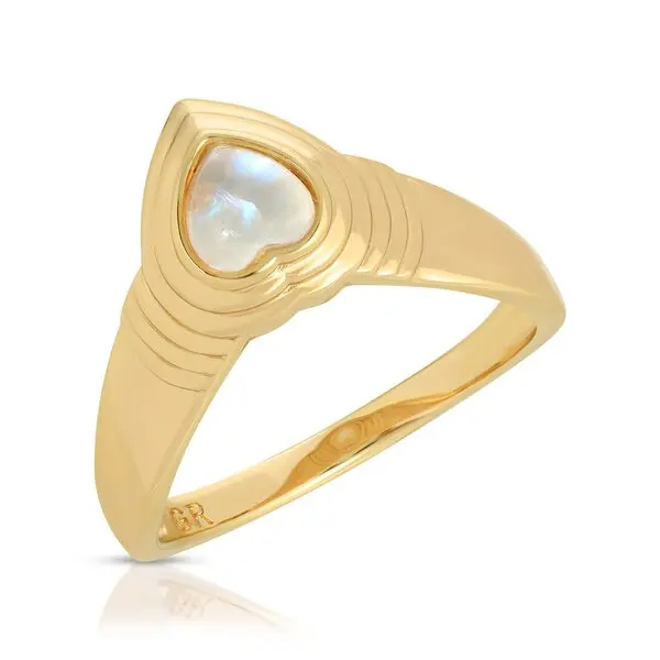 GLAMROCKS JEWELRY Heart Of Stone Ring- Moonstone - Gold