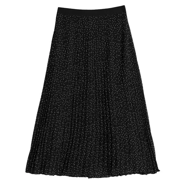 LOUCHE Riley Raindrop Pleated Midi Skirt - Black